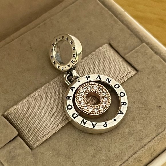 Pandora | Jewelry | Pandora Signature Twotone Logo Circles Dangle Charm ...